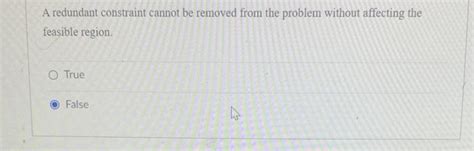 Solved A Redundant Constraint Cannot Be Removed From The