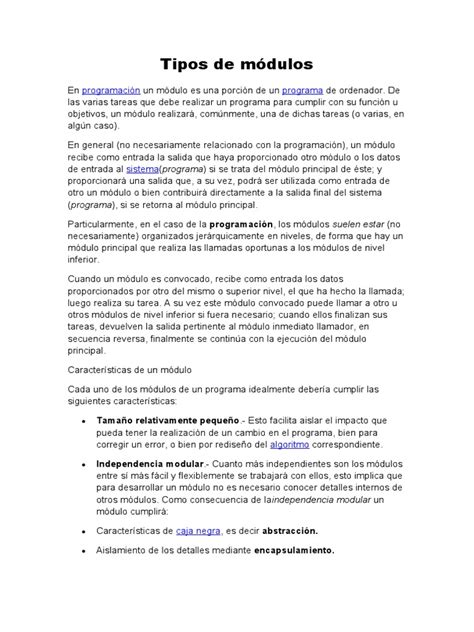 Tipos De Módulos Programación Programa Pdf Programa De Computadora Programación