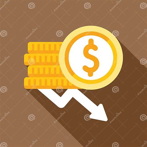 Dollar Currency Decreasing Downward Trend With Coins Stack Stock Illustration Illustration Of