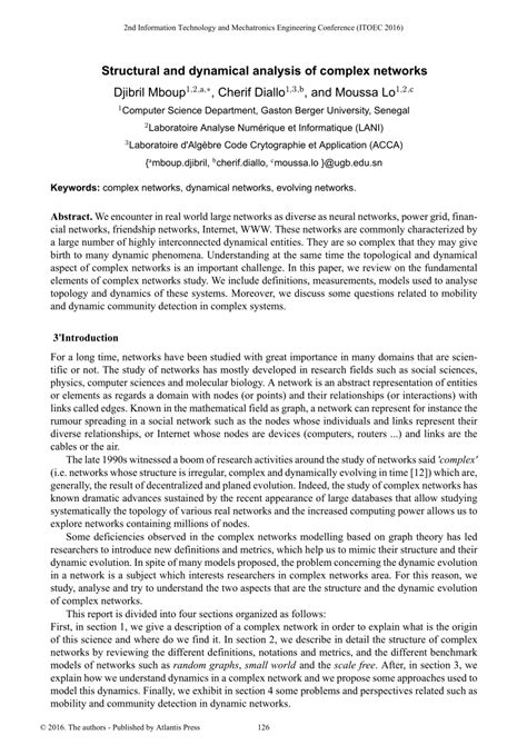 Pdf Structural And Dynamical Analysis Of Complex Networks