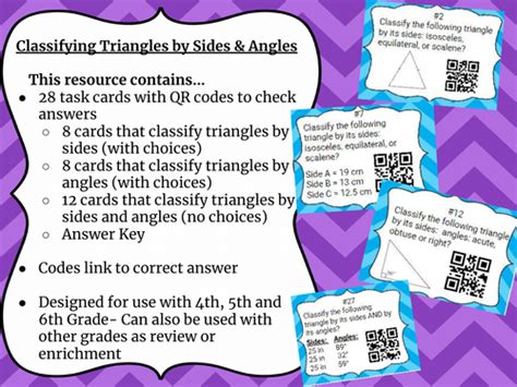 28 classifying triangles task cards by angles and sides with key