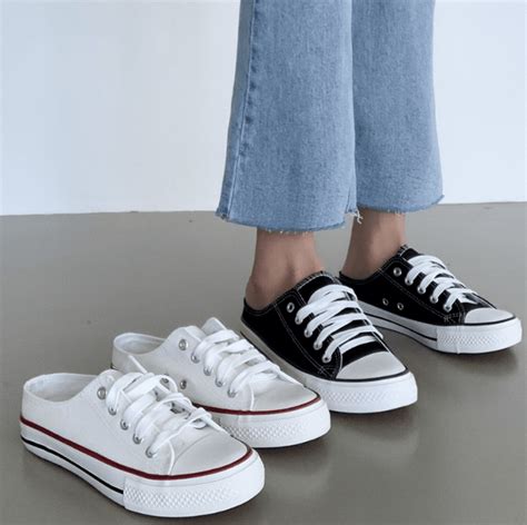 새상품 여성 캔버스 뮬 운동화 스니커즈 2컬러 헬로마켓