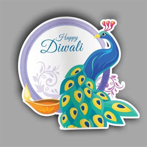 Happy Diwali Peacock Sticker Online Store Items Sleeky India