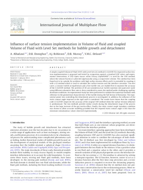 Pdf Influence Of Surface Tension Implementation In Volume Of Fluid And Coupled Volume Of Fluid