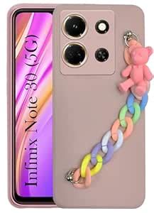 Jkobi Infinix Note 30 5G Back Cover For Girls Case With Bracelet Wrist Hanging Chain Teddy