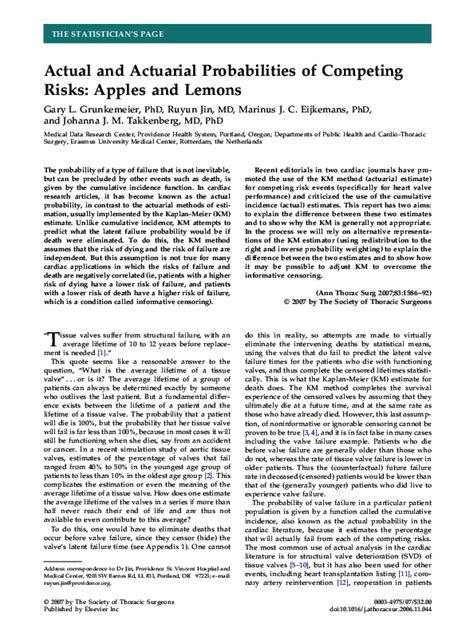 Pdf Actual And Actuarial Probabilities Of Competing Risks Apples And