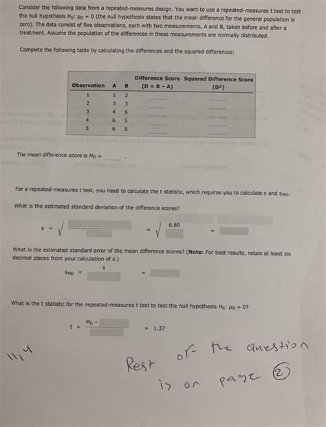 Solved Consider The Following Data From A Repeated Measures Chegg