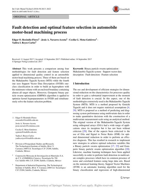 Fault Detection And Optimal Feature Selection In Automobile Motor Head Machining Process