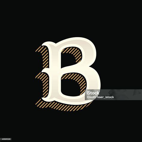 라인 그림자 빈티지 서양식 B 문자 아이콘 개척시대의 서부에 대한 스톡 벡터 아트 및 기타 이미지 개척시대의 서부 알파벳 B 금색 Istock