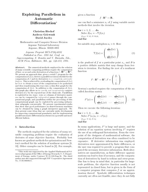 pdf exploiting parallelism in automatic differentiation
