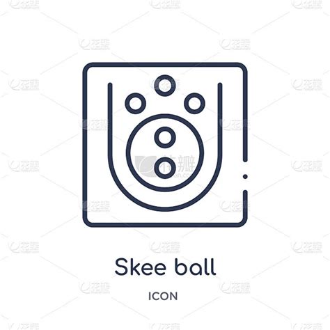 线性滑雪球图标从娱乐大纲集合。细线滑雪球图标孤立的白色背景。滑雪球时尚插图素材 花瓣网