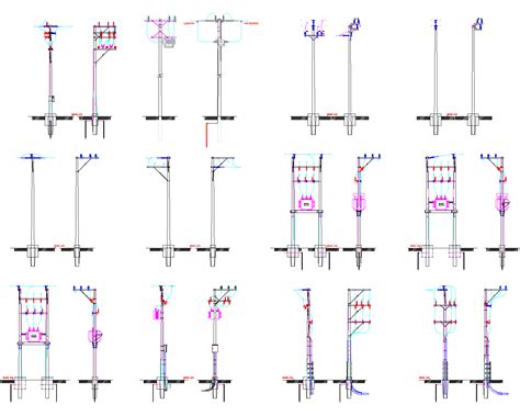 Electrical Pole Installation Cadblocks Hub For Industrial Design
