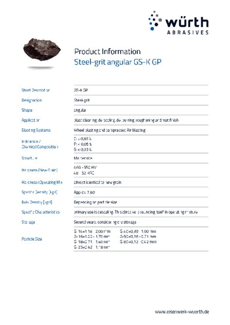 GP angular cast steel abrasive Würth Strahlmittel