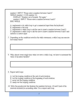 AP CSP Exercises Loops In Pseudocode High Babe U1L4 TPT