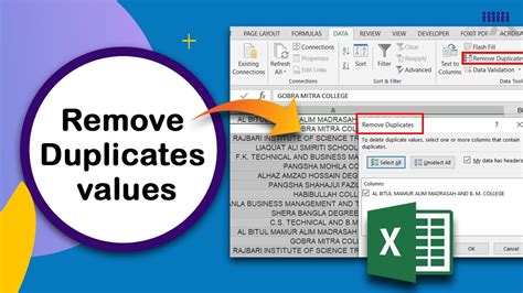 how to remove duplicates values or similar data in microsoft excel