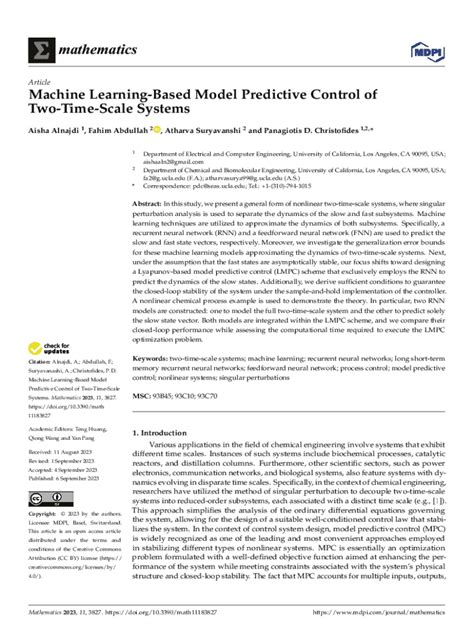 Fillable Online Machine Learning Based Model Predictive Control Of Two Time Scale Systems Fax