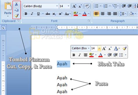 Cara Menggunakan Cut Copy And Paste Di Ms Office Office Praktis