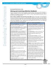 Giving An Receiving Effective Feedback Pdf Developing Performance Tools Giving And Receiving