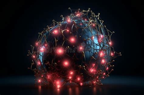 A Neural Network With Connections Glowing In The Dark Generative AI Stock Illustration