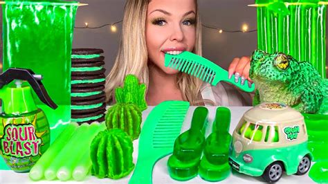 Asmr Green Food Edible Hair Comb Nik L Nip Wax Stick Cactus Chocolate Frog Jelly Mukbang