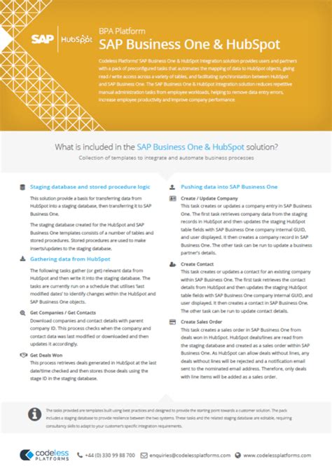 HubSpot SAP Business One Integration Templated Solution