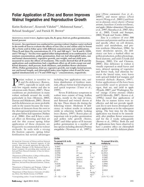 Pdf Foliar Application Of Zinc And Boron Improves Walnut Vegetative And Reproductive Growth