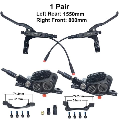 전기 자전거 파워 오프 유압 디스크 브레이크 피스톤 4 개 브레이크 캘리퍼 Mtb E Bike E 스쿠터 브레이크 오일 압력 8001550mm 호스