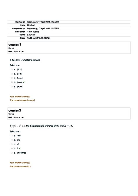 Self Quiz Unit Attempt Review Started On Wednesday April PM State Finished