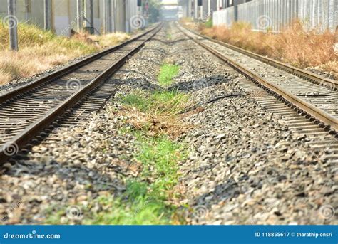 Double Track Rail It Is A Standard Railway Track Stock Image Image Of Industrial Park 118855617