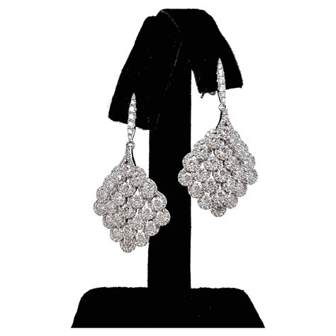18k White Gold Diamond Dangle Symmetrical Earrings For Sale At 1stdibs