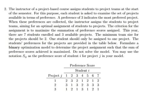 Solved 2 The Instructor Of A Project Based Course Assigns