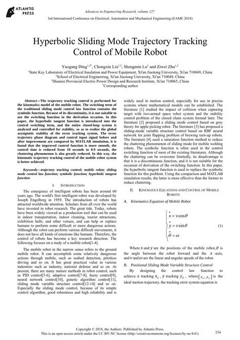 Pdf Hyperbolic Sliding Mode Trajectory Tracking Control Of Dokumentips