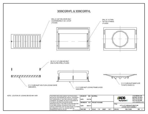2 X 3 Curb Inlet High Flow Locking Grate Assembly Nyloplast Detail