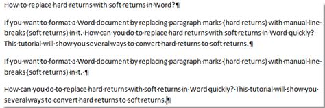 How To Replace Hard Returns With Soft Returns In Word