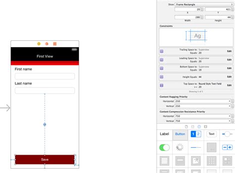 Ios Auto Layout Uibutton To Bottom Depending On Ui Objects In Uiview Stack Overflow
