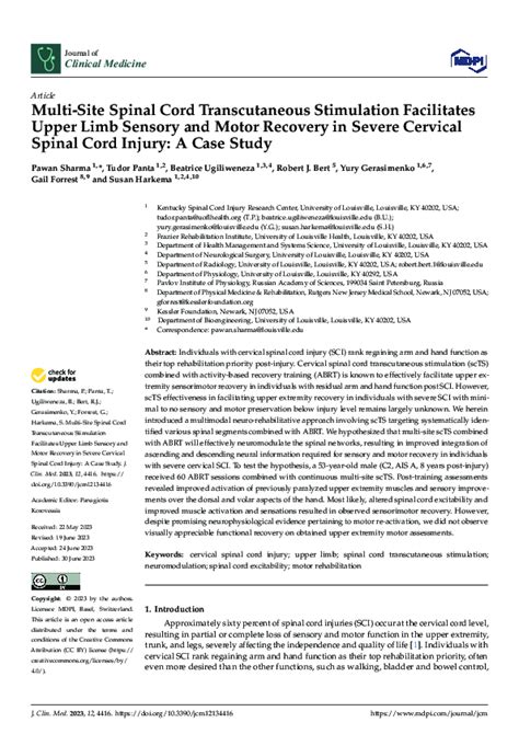 Pdf Multi Site Spinal Cord Transcutaneous Stimulation Facilitates Upper Limb Sensory And Motor