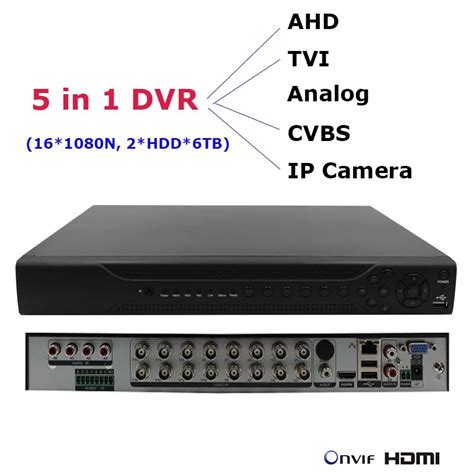 16 1080N AHD DVR Hybrid AHD TVI Analog IP Cameras 5mp 3mp IP Recorder DVR 16CH Network Onvif P2P