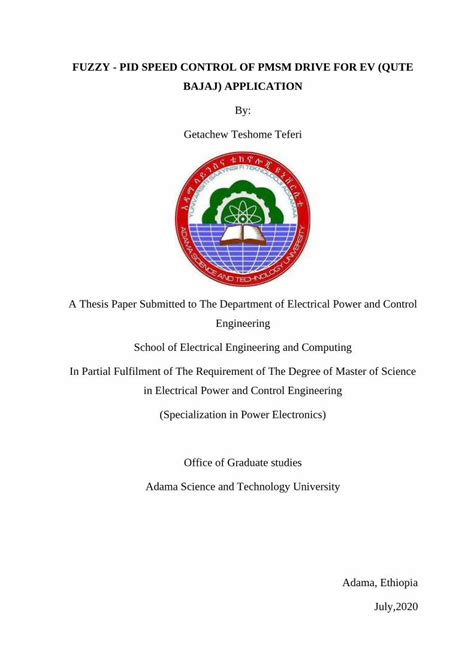 Pdf Fuzzy Pid Speed Control Of Pmsm Drive For Ev Qute Dokumentips