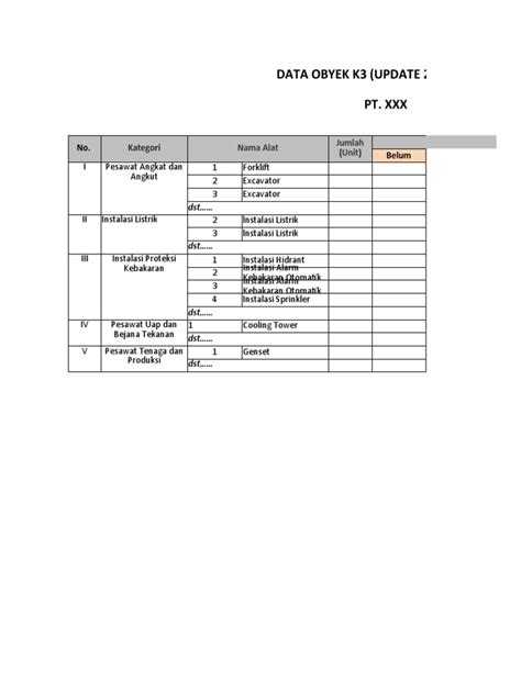 Pt Xxx Data Objek K3 Update 24 Juli 2023 Pdf