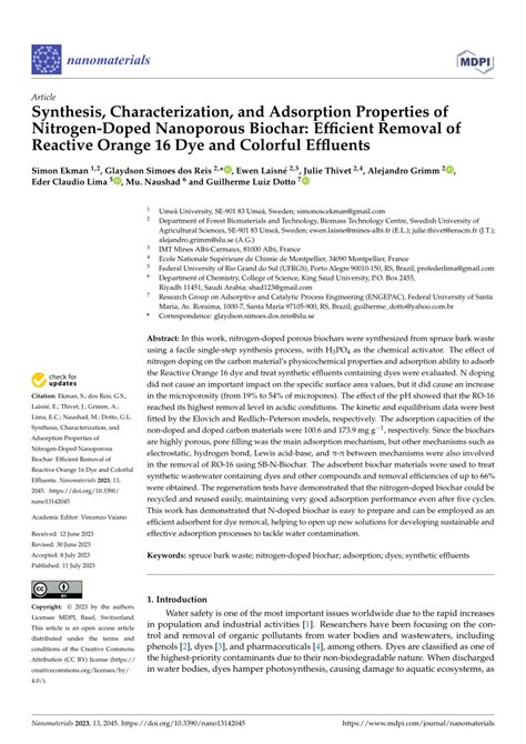 Pdf Synthesis Characterization And Adsorption Properties Of Nitrogen Doped Nanoporous