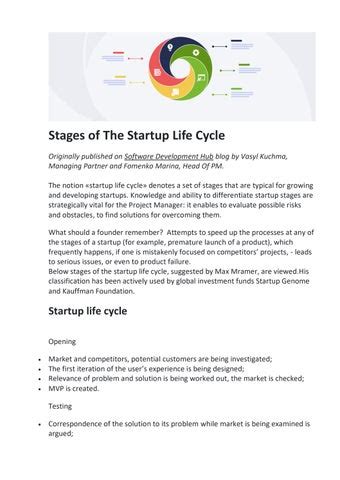 Stages Of The Startup Life Cycle By Sdh Global Issuu