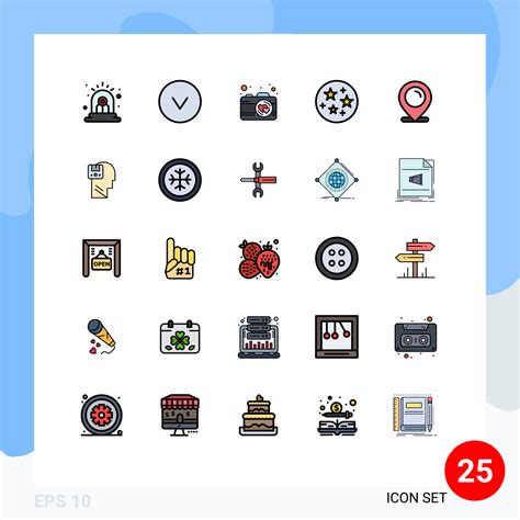 Filled Line Flat Color Pack Of 25 Universal Symbols Of Memory Ecommerce Photo Map Stars Editable