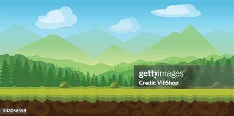 Forest Game Background 2d Application Vector Design Tileable Horizontally Size High Res Vector