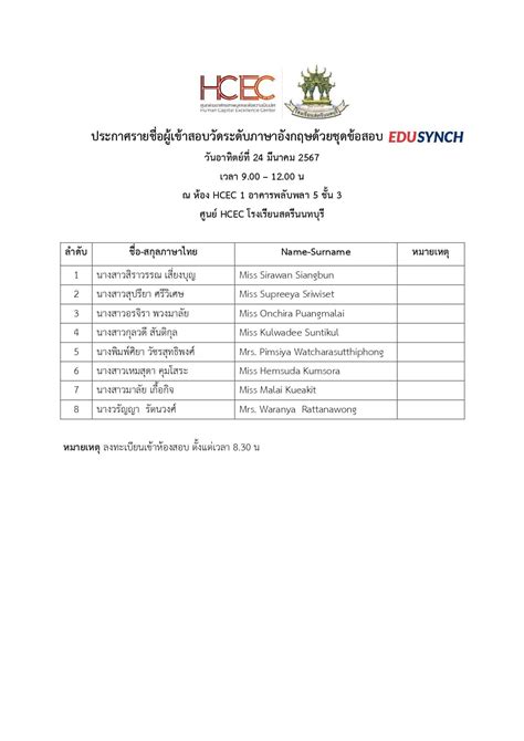 📣 ศูนย์ Hcec โรงเรียนสตรีนนทบุรี