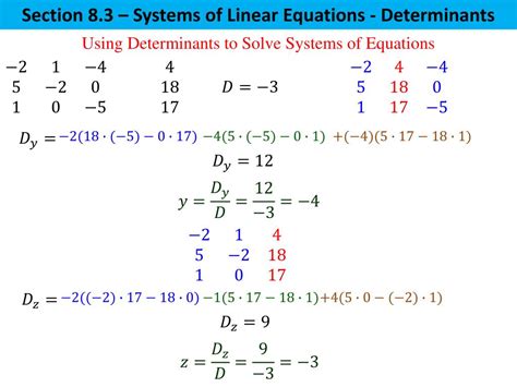Ppt Section 8 3 Systems Of Linear Equations Determinants Powerpoint Presentation Id 2864566