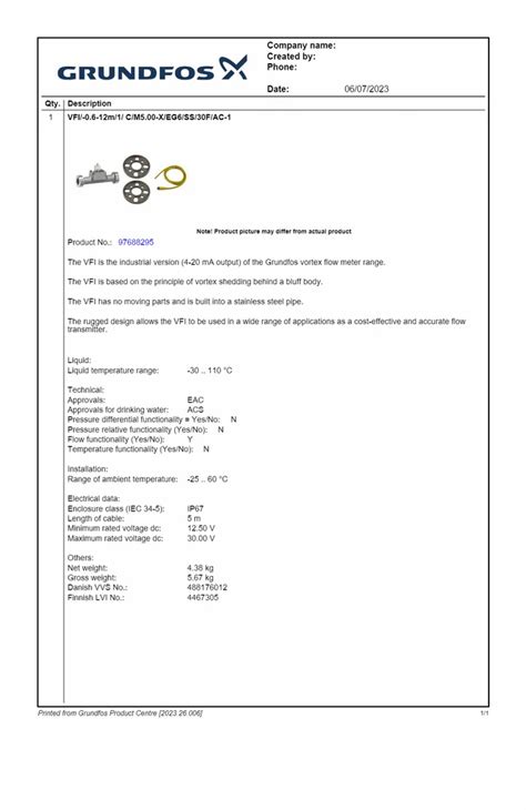 Grundfos Liquid Flow And Temperature Industrial Sensor At ₹ 29000 Piece Liquid Flow Sensor In