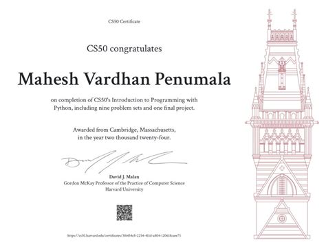 Mahesh Vardhan Penumala On Linkedin Cs50 Python Programming