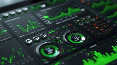 A Sophisticated Dashboard Is Showcasing Various Analytics And Metrics Through Vibrant Green
