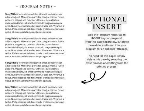 EDITABLE Recital Program Template Music Piano Voice Studio Instant Printable Download