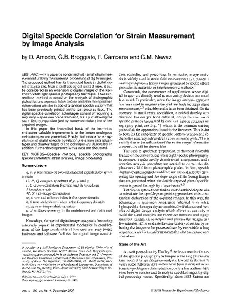 Pdf Digital Speckle Correlation For Strain Measurement By Image Analysis